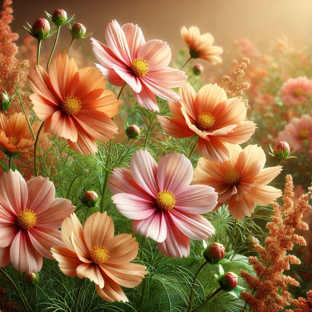 Flower - Apricot Cosmos (Cosmos bipinnatus) Non-GMO - Organically Grow ...