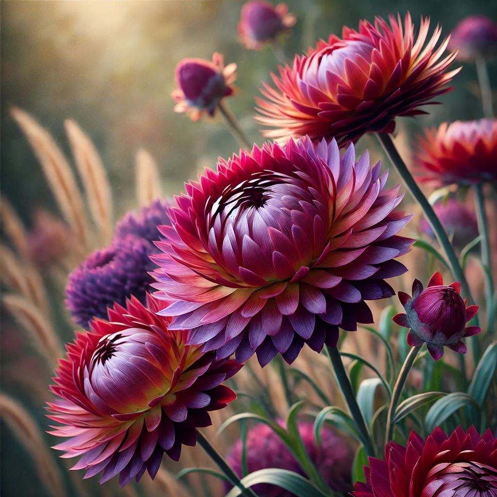 Flower - Strawflower – Purple and Red Strawflower (Bracteantha Bractea ...